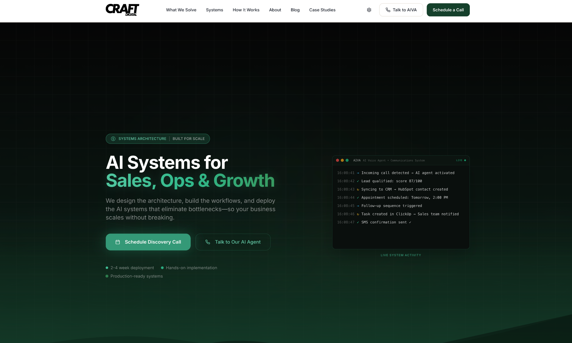 Craft Digital | AI Infrastructure for Revenue-Driven Businesses